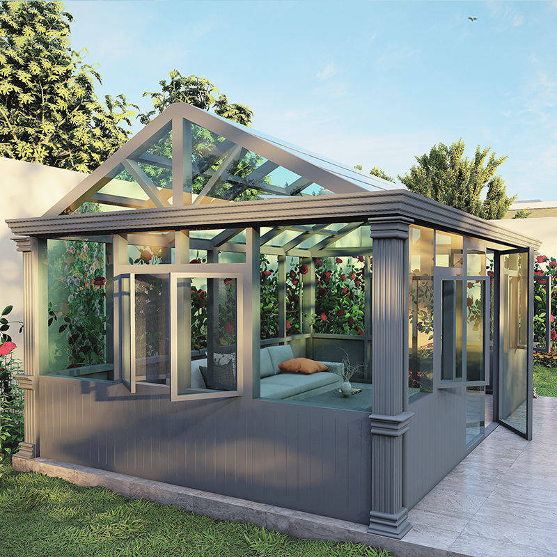 Modern Design Prefab Outdoor Aluminium Glass Sunroom Triangle Roof ...