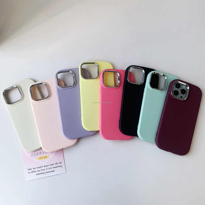 Custom Pure Color Electroplated Camera Frame Phone Case