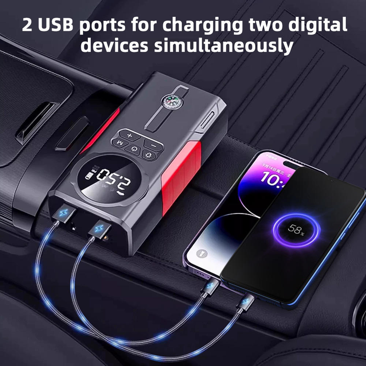 Cars Booster Portable 6-in-1 99800mAh Air Pump Wireless Car Vacuum ...