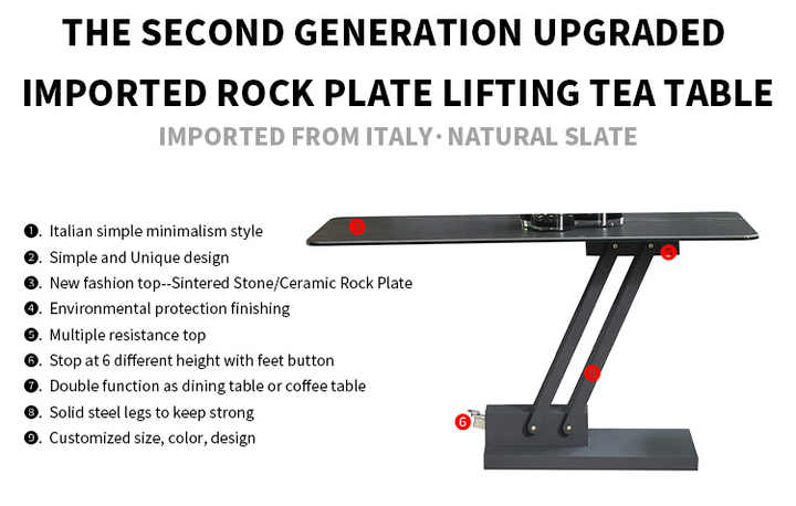 Living Room Multifunctional Stainless Steel Glass Top Lifting Coffee ...