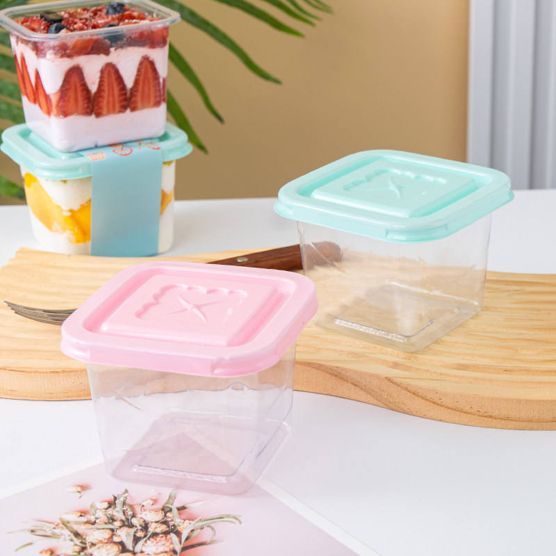 Square Transparent Food Packaging Box for Soy Milk Mousse Cake Wood ...