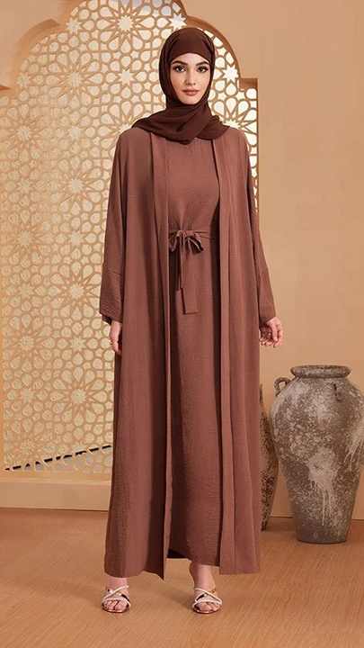 Habib Women Modest Abaya Set Wholesale Plain Abaya Kimono Set Islamic ...