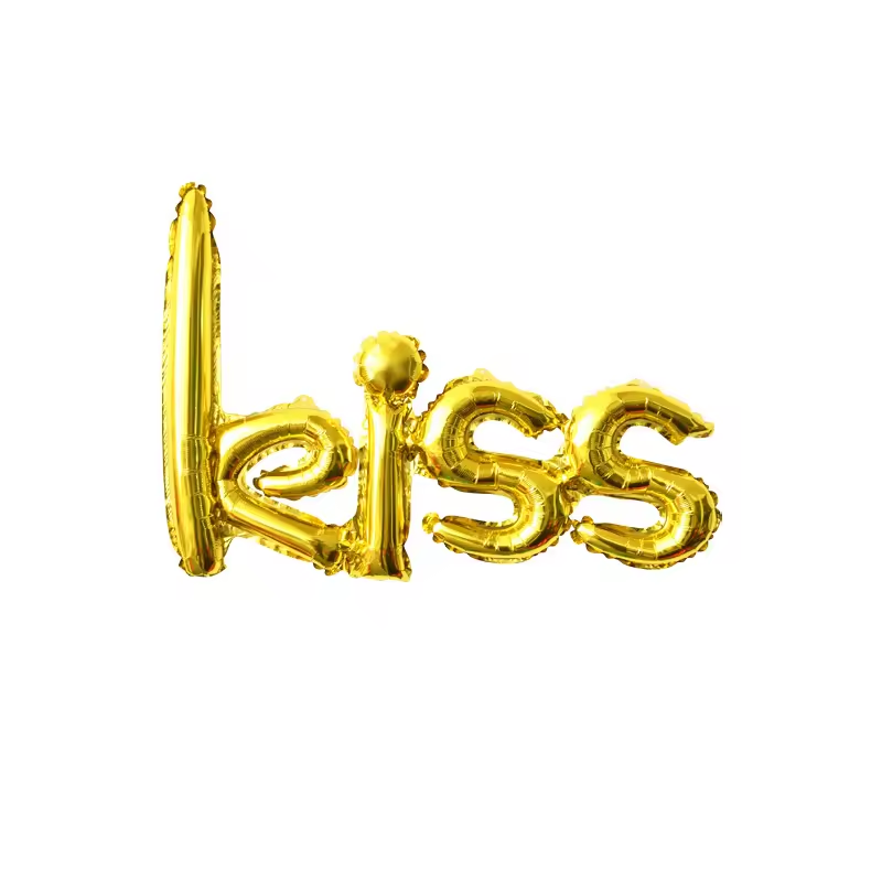 Kiss Cursive Connected Letter Foil Balloon Rose Gold Red Gold Silver ...