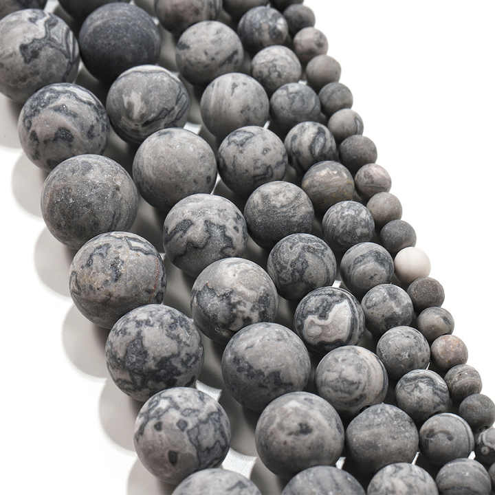 Hot Selling Matte Map Stone Beads Natural Stone Round Gemstone Loose ...