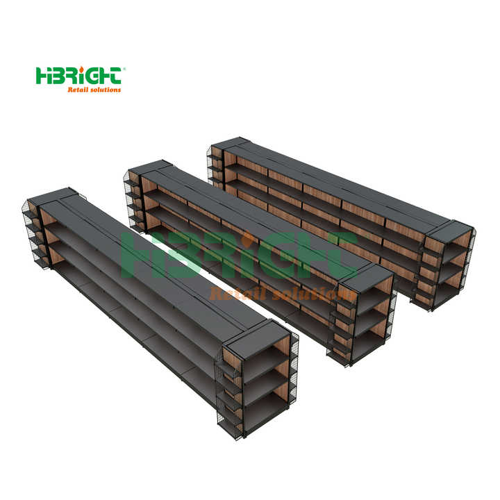 New Design Wooden Back Panel Supermarket Shelf Grocery Store Double ...