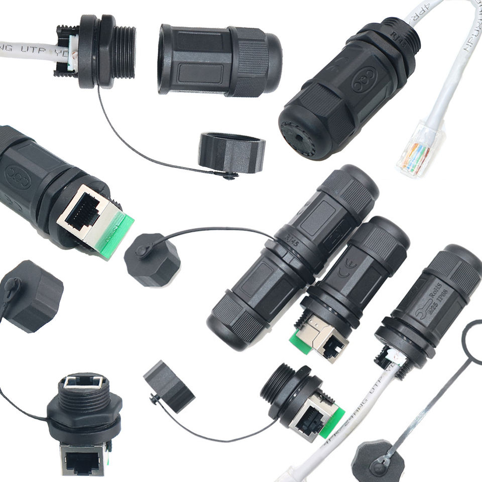 DIWEI Industrial Automation Sensor Network RJ45 1 Port IP68 Cat6a ...