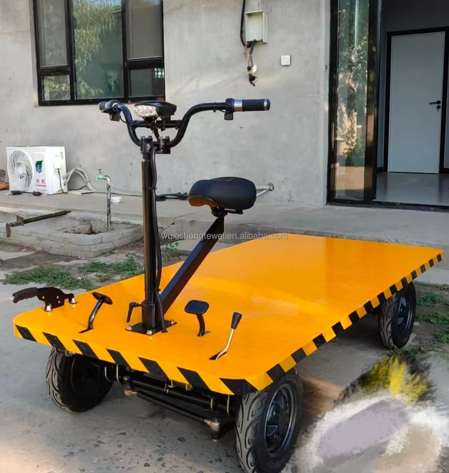 Electric Drive on Platform Truck With Seat 4 Wheel Battery Trolley 1 ...