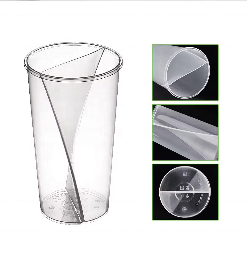 16oz & 24oz PP Plastic Cup Twins - Split Cup for Boba Tea