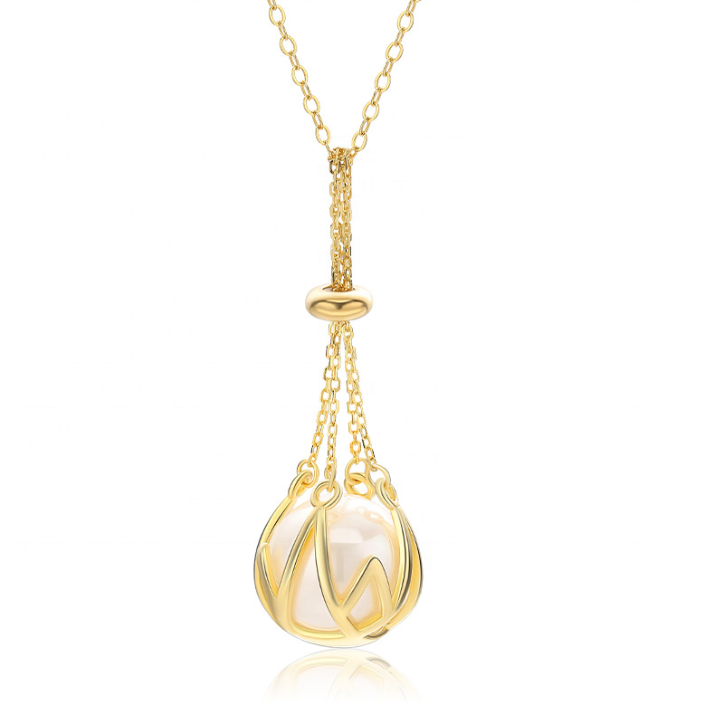 Creative Pearl Pendant Necklace S925 Sterling Silver Jewelry Trendy ...