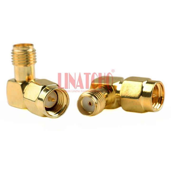 Turn a Corner Golden Right Angle SMA Male to Female Connector
