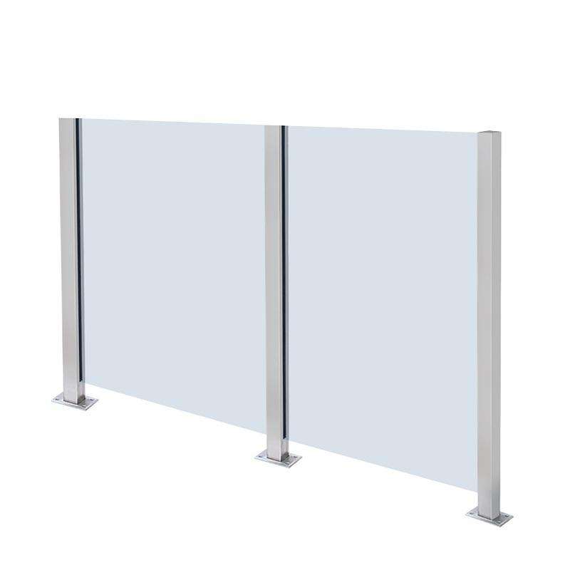 Modern 12mm Tempered Glass Stair Railing - Galvanized Steel Post ...