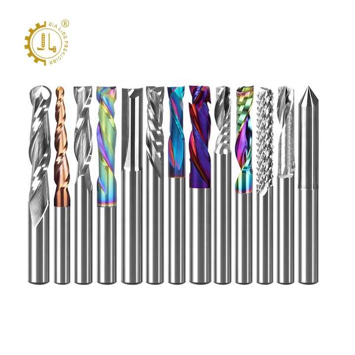 DLC CNC Cutter up Down Cut Left Spiral Router Bits 2 Flute Straight End ...