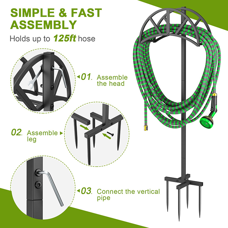 JH-Mech Garden Hose Holder Cast Aluminum Durable Expandable Design ...