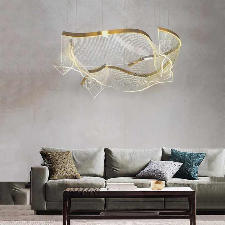 Custom Indoor Chandeliers Ribbon Acrylic Modern Living Room Bedroom ...