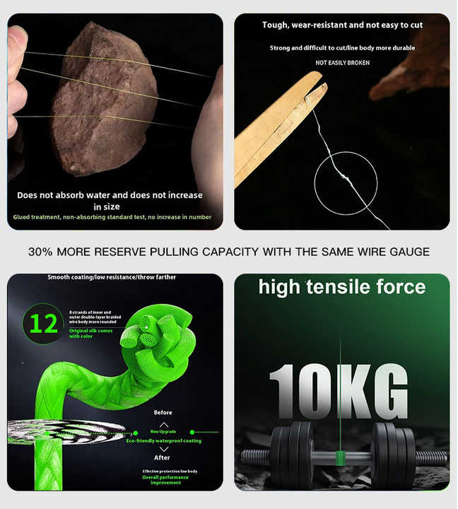 IZORLINE 150m 12-Strand PE Braided Fishing Line Anti-Bite Strong ...