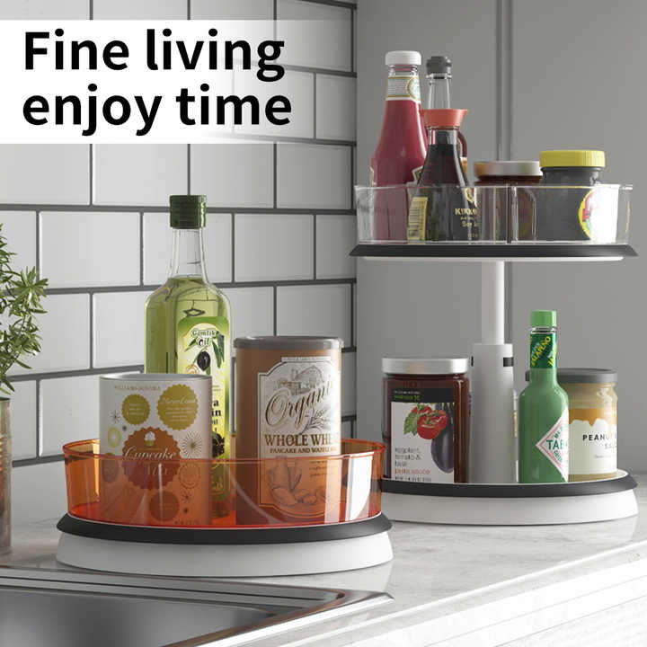 Round Rotating Revolve Multi Functional Kitchen Countertop Spice Rack ...