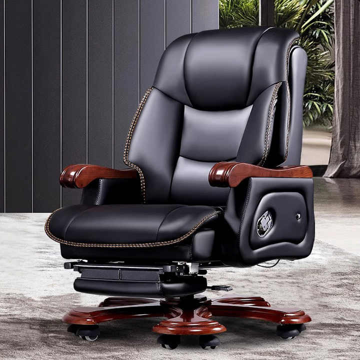 Luxury High Back Leather Executive Office Chair with Massage Function ...