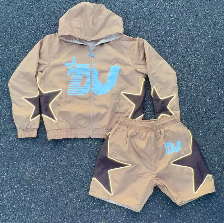 Men Sets Two Piece Custom Windbreaker Shorts And Jacket Tracksuit ...