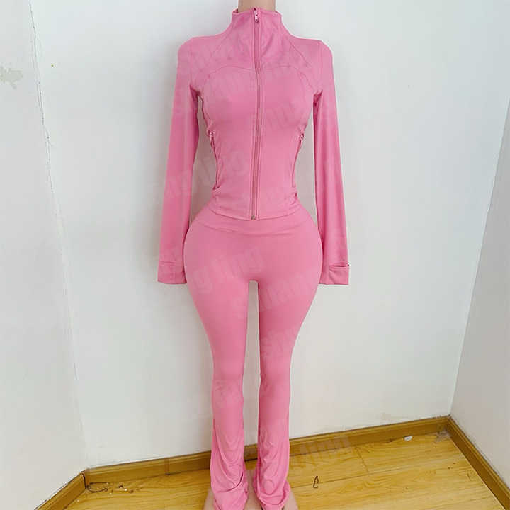 Women Tracksuits Set Gym Custom Jacket Flared Pants Sets Tracksuit 2 ...