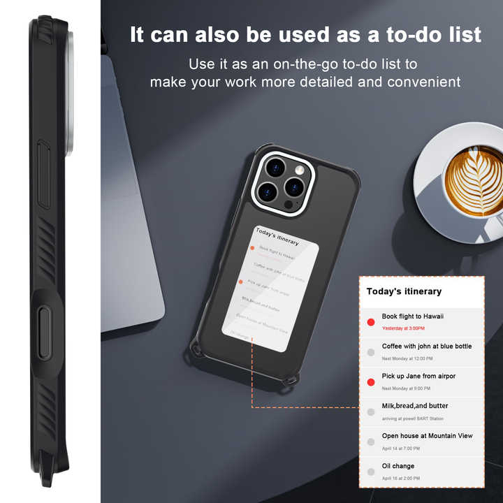 Luxury NFC E Ink Screen Display PC Phone Case for Iphone 16 Pro Max