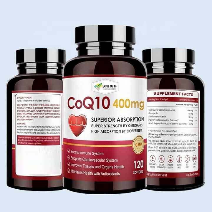 PQQ Omega-3 Coenzyme Q10 Ubiquinone 400mg CoQ10 Softgels Capsule Supplement For Heart Energy ...