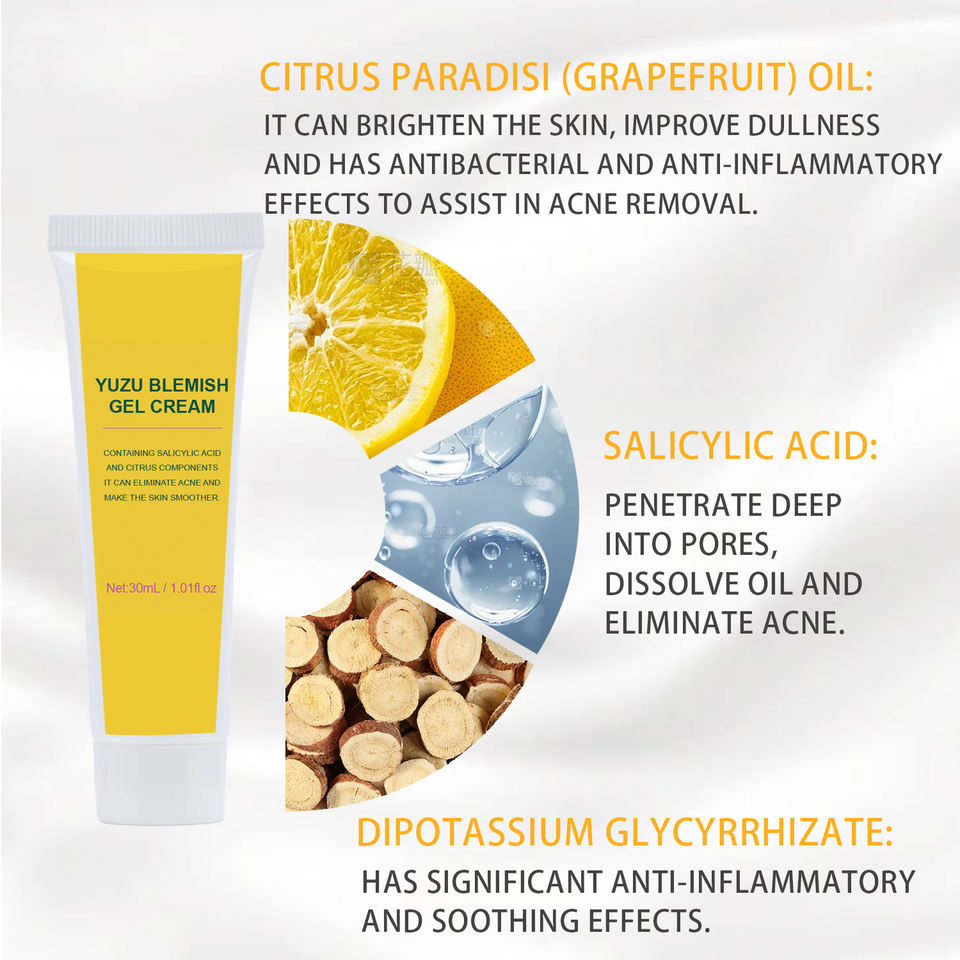 Yuzu Blemish Gel Cream Anti Acne Soothing Inflammation Shrink Pores ...