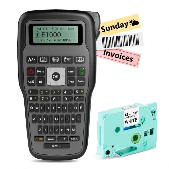 E1000 Pro Label Printer Handheld Label Maker Portable Keyboard Symbol ...