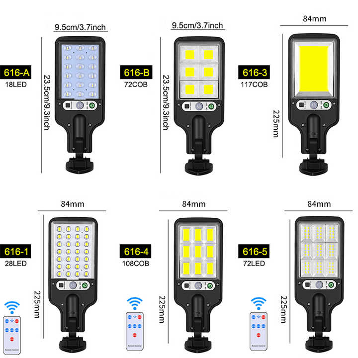 IP65 72 COB 108 COB Solar LED Motion Sensor Wall Light Outdoor