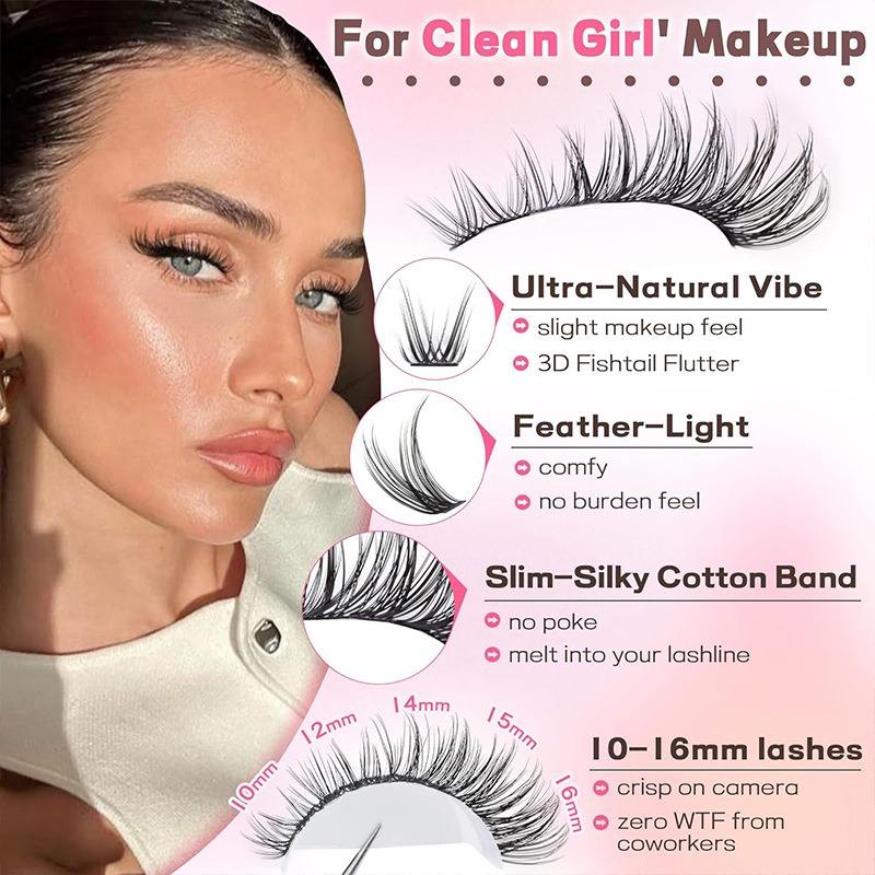 300 Clusters 3D Fluffy Cluster Lashes 10-16mm Pre-Cut DIY Wispy Fish ...