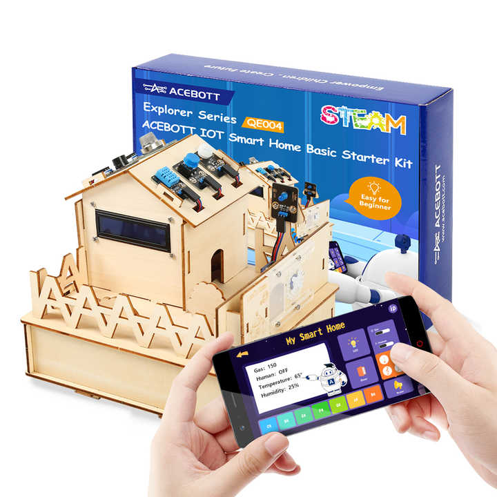ACEBOTT DIY Smart Home WiFi IOT Kit for ESP32 Robot Starter Automation Projects Wooden House ...
