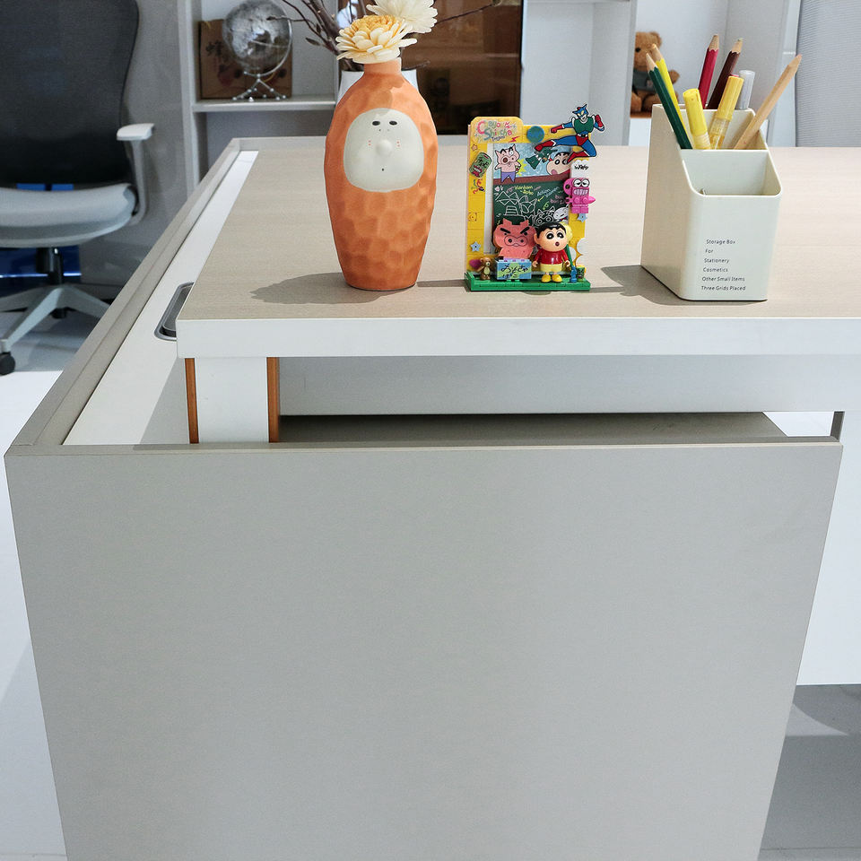 Business Furniture Set L Shaped Wood Color Executive Boss Manager ...