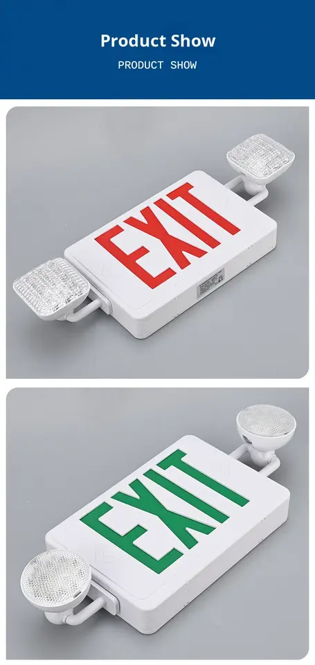 Fire Emergency Exit Sign Light Dual-head LED 165-265V 3 Hours Backup Li ...