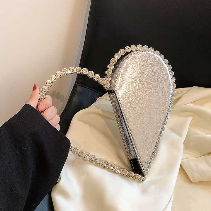Bling Crystal Mini Heart Shape Evening Clutch Bag Rhinestone Diamond ...