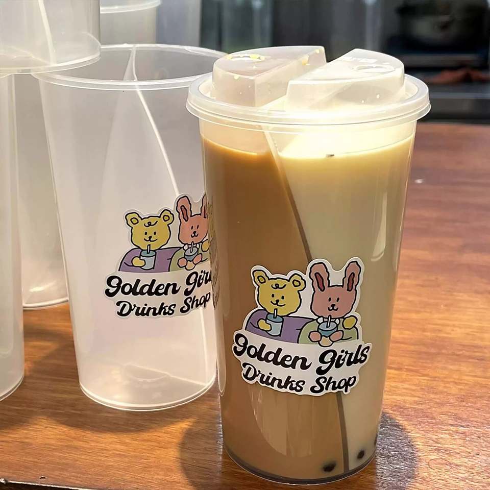 Plastic Cups Transparent Custom Smoothie Bubble Tea Dessert Drinking ...