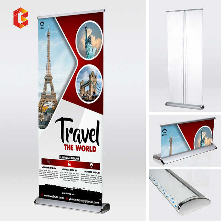 Double Side Large Wide Base Roll up Banner Stand with Durable Material ...