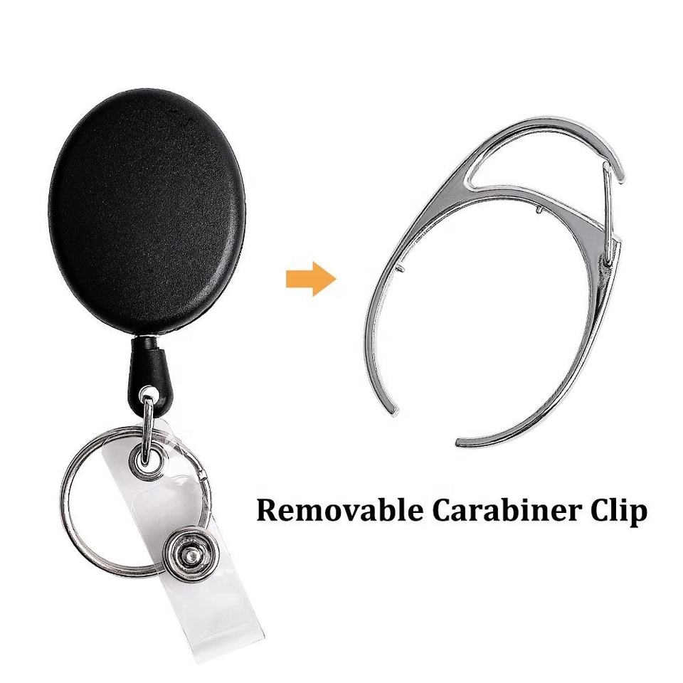 Premium Retractable Carabiner Badge Holder Key Ring Keychain Holders ...