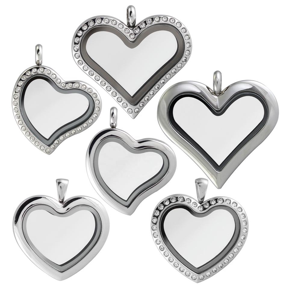 Mirror Polish Stainless Steel Photo Locket Necklace Quality Screw Gem ...