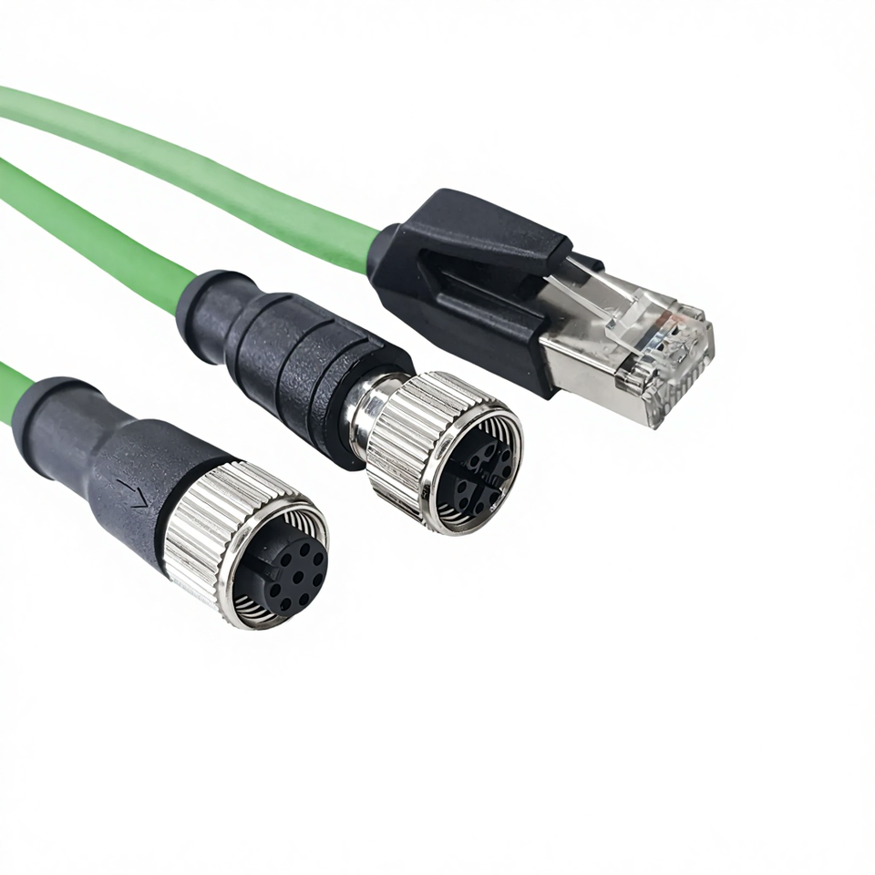 Eight-core A/X Type Female Shielded M12 Waterproof Connector with Quick ...