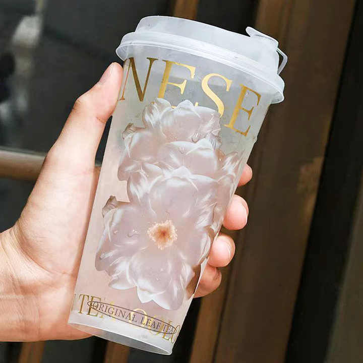 400sets 520ml Plastic PP Milk Tea Cups Disposable Injection Mold Boba ...