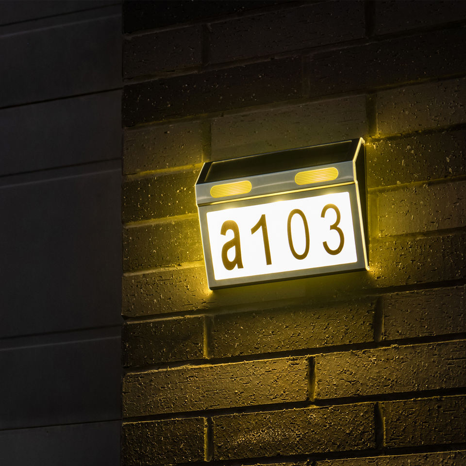 Curb Address Light Outdoor Solar Wall Light Solar Address Sign Lamp ...