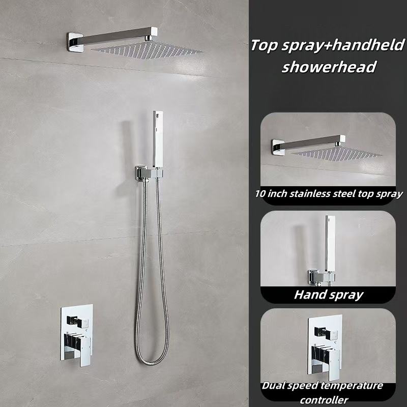 Modern Brass Chrome Wall Mounted Square Shower System Luxury 10 Inches ...