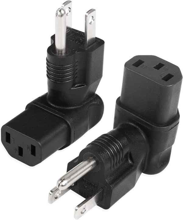 90 Degree NEMA 5-15P to C13 Female 10A/125V Computer Power Extension ...