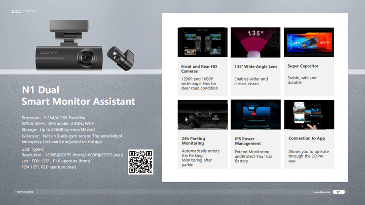 DDPAI N1 Dual Dash Cam 1080p DDPai Car Video Recorder Black Box with ...