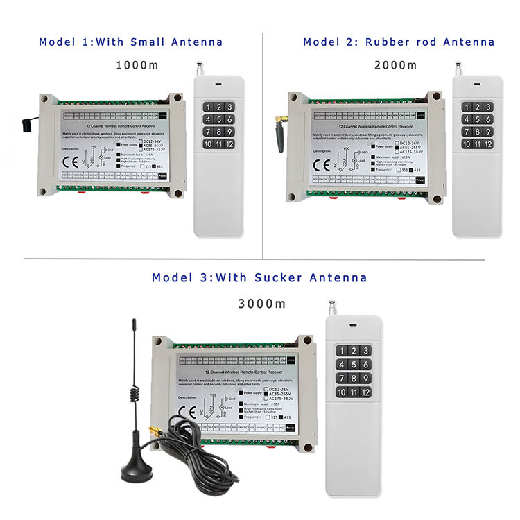 AG-C1201A 12CH Wireless Relay Module Long Range 3000m RF Remote Control ...