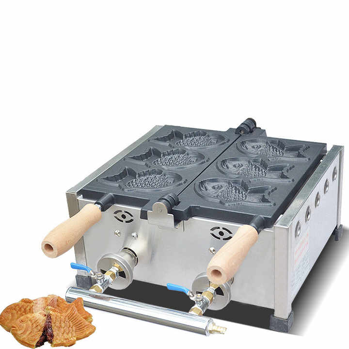 Stainless Steel Waffle Fish Taiyaki LPG Gas / Fish Waffle Machine ...