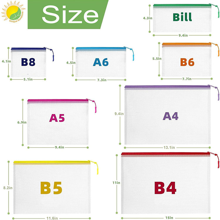 Large Capacity A4 Transparent Grid File Folder Bag Portable Waterproof ...