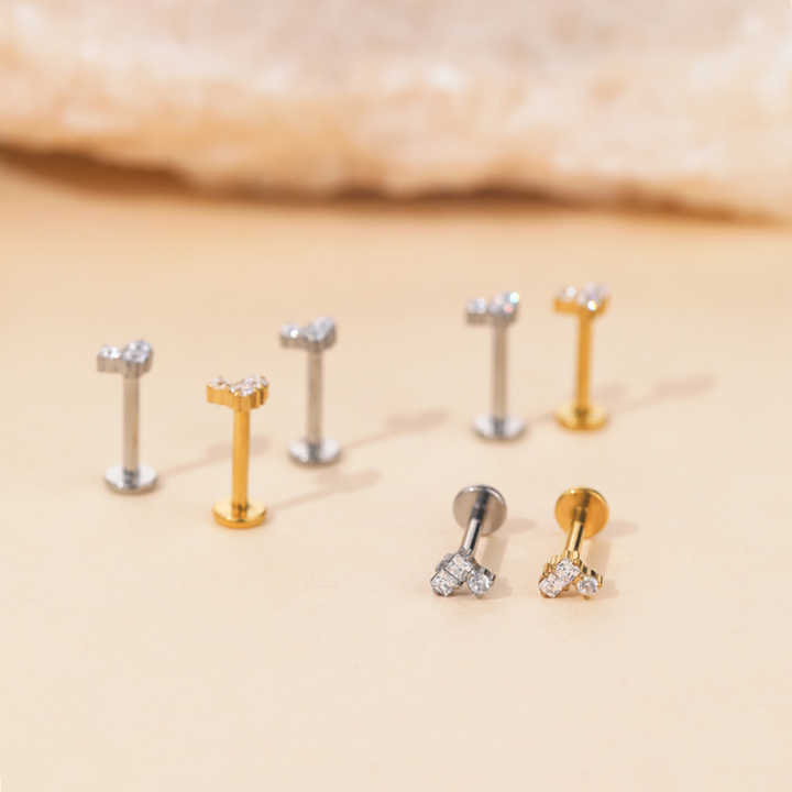 Lingchee Implant Grade Titanium Triple CZ Tragus Helix Conch Cartilage ...