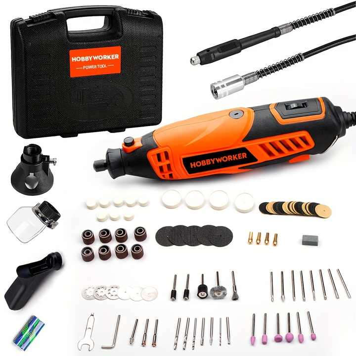 He Hobbyworker Rotary Tool Kit With 129pcs Accessories, 110V 160W Power ...