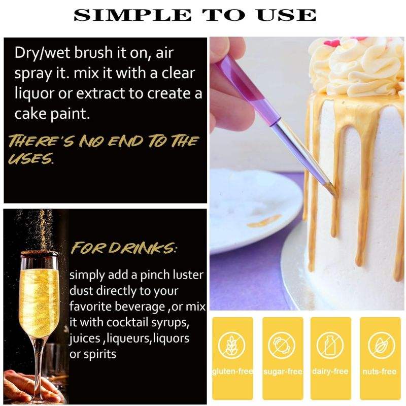 Gold Edible Luster Dust Baking Ingredients Powder Edible Shimmer ...