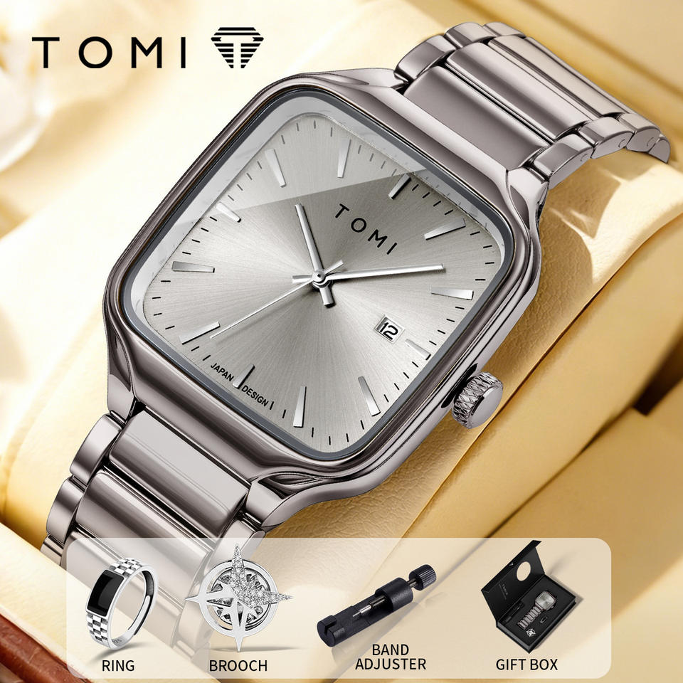TOMI T314 Men's Quartz Skeleton Rectangle Alloy Watch Fashion Luminous ...